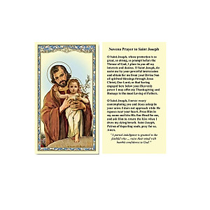 Christian Brands St. Joseph with Child Prayer Card- Cardstock Holy Card with Novena to St Joseph Prayer on the back (10 pack) Multi 2 38 W x 18 H -