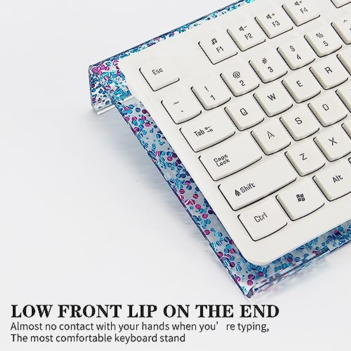 Cityjoy Computer Keyboard Stand Titled PC Gaming Keyboard Stand Riser with Silicone Anti-Slip Case, Acrylic Keyboard Tray Holder for Ergonomic Typing Working at Home and Office (LJ013A Blue)
