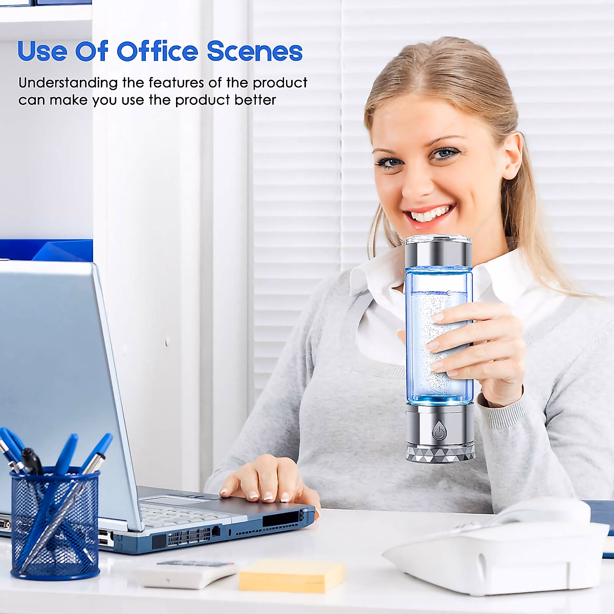 N.P Hydrogen Water Bottle Generator with Dual Chamber,PEM and SPE Technology,Up to 1700PPB,Portable Hydrogen Water Maker,Hydrogen Water Machine,New Technology Glass