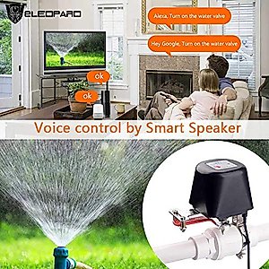 Smart WiFi Water Gas Valve Wifi Control Water/Gas Shut Off APP Remote Voice Control Timing Controler Automatic Valve Timer Wifi Sprinkler Controller, Compatible with Alexa Google Assistant (EU)