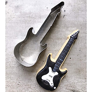 LILIAO Small Electric Guitar Cookie Cutter Music Rock and Roll Biscuit Fondant Cutter - 1.6 x 4.6 inches - Stainless Steel