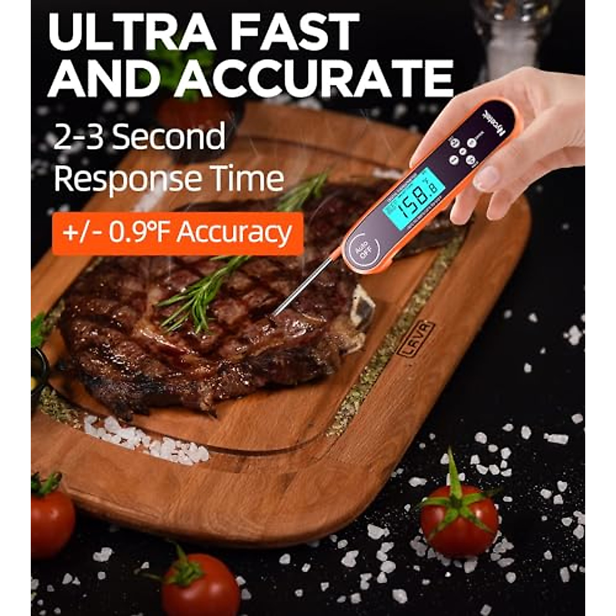 Nycetek Digital Cooking Thermometer, Accurate & Waterproof Instant Read Meat Thermometer with Backlit, Calibration, Probe, Food Thermometer for Kitchen, Grilling, Candy, BBQ, Oil Fry, Baking and More