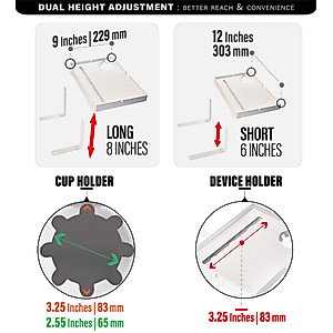 Aleratec Bedside Shelf and Mattress Tray Nightstand with Built in Cup Holder and Tablet or Phone Slot | Night Accent Table Bed Stand - White