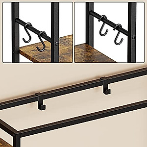 Iaocpio Triple Wide 5 Tiers Bookshelf with 6 Hooks, 13 Open Bookshelves for Bedroom, Living Room, Kitchen, Study and Home Office.