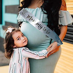 Amy's Bubbling Boutique Twinkle Little Star Baby Shower Mommy Sash & Daddy to Be Pin White & Gold Gift Set