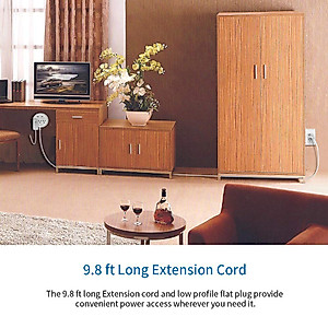 NTONPOWER Flat Plug Power Strip Bundle, 2 Outlets 3 USB Compact Power Strip with 25ft and 15 ft Extra Long Extension Cord, Right Angle Plug for Office, Home, Nightstand, Dorm Essentials…