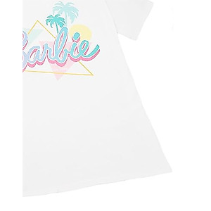Barbie Women's Palm Tree T-Shirt | Iconic Brand | Fashionable White Top | Comfortable Retro Fit Movie Merchandise Gift - Large