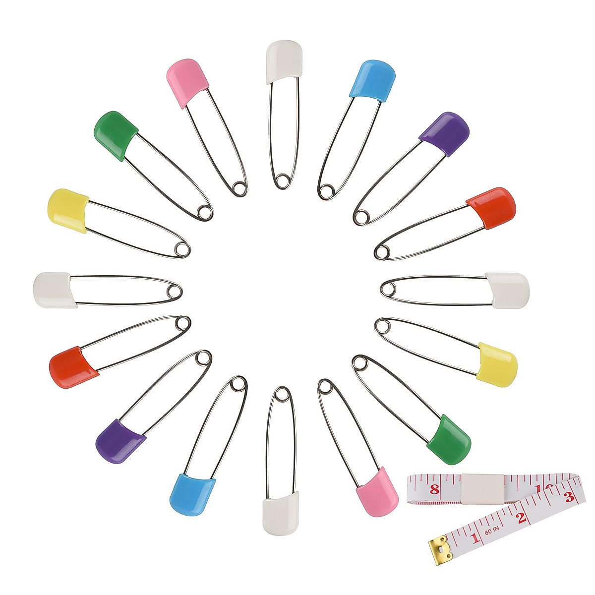 Diaper Pins, Assorted Color Nappy Safety Pins Hold Clip Locking Cloth, Pack of 50 by Firefly
