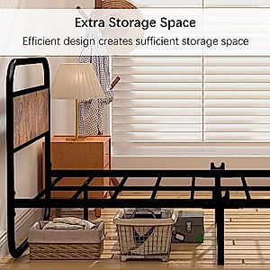 Vecilla Twin Bed Frame with Wood Headboard and Footboard, 12 inch Heavy Duty Platform Bed Frame No Box Spring Needed, Non Slip Mattress Foundation, Easy Assembly, Noise-Free, Rustic Brown