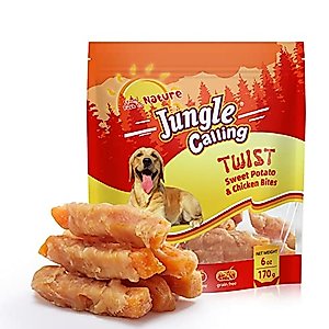 Jungle Calling Dog Treats, Skinless Chicken Wrapped Sweet Potato, Gluten and Grain Free, Chewy Dog Bites for Balanced Nutrition, 6 oz