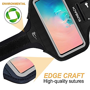 RUNBACH Armband for Samsung Galaxy S24/S23/S22/S21/S20/S10/S9/S8 up to 6.2", Water Resistant Running Exercise Gym Bag with Card Slot and Key Holder (Black)