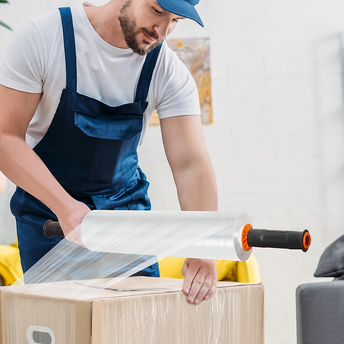 JARLINK Stretch Film, 15 Inch x 1000 Feet Shrink Wrap for Pallet Wrap, Industrial Strength Stretch Wrap up to 800% Stretch with Handles, Moving Wrapping Plastic Roll, 80 Gauge, 2 Pack