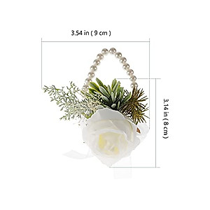 LUOZZY 2 Pcs Wedding Wrist Corsage Pearl Corsage Wristlet Wedding Groomsmen Bridesmaids Hand Flower for Party Decorations