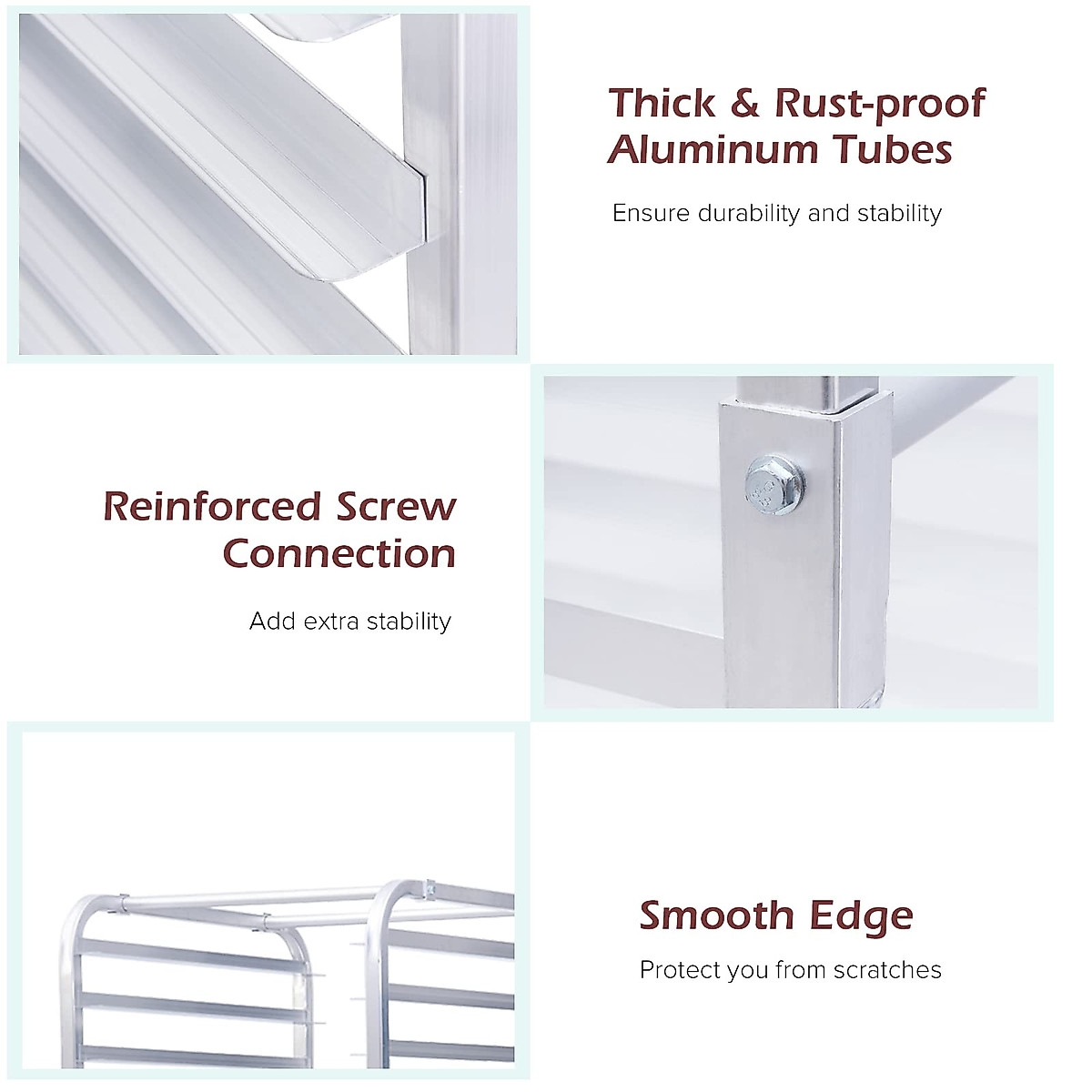 PETSITE 20 Tier Sheet Pan Rack, Commercial Aluminum Full & Half Bun Pan Bakery Rack with Brake Wheels for Restaurant Home Kitchen