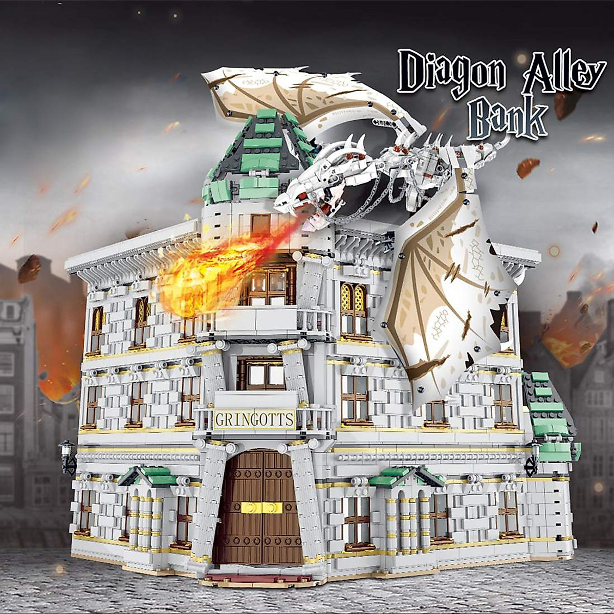 WOLFBSUH Diagon Alley Bank Model Building Kit for Harry Potter Diagon Alley, Collectible Model Set to Build, 4185 Pcs Building Block Compatible with Lego 10217, (15BFQ5602RE5)
