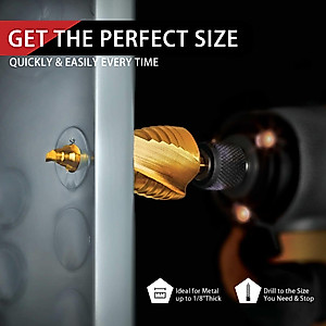 AIMLENTOOL 3PC Step Drill Bit Set, 1/4" Hex Shank High-Speed Steel Spiral Grooved Step Drill Bit for Sheet Aluminium Metal Wood Hole Drilling, 31 Step Sizes Taper Drill bit Set for DIY Lovers