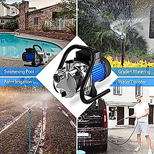 BOSEN Portable Shallow Well Pump - 1.6HP Steel Electronic Pressure Garden Pump, Power 1200W/1.6HPWater Transfer Draining Irrigation Pump for Home Lawn or Garden.