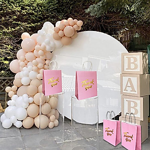 XIAMUY 50Pcs Gift Bags Medium, 8x4.25x10 Inch Paper Bags For Gifts, Thank You Gift Bags With Handles, Pink Shopping Bags, Paper Gift Bags For Christmas, Holiday, Business