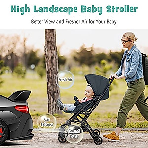 Jogging Stroller, One-Hand Fold Jogger Travel System with 360° Rotate Front Wheels Backrest Adjustable Canopy Safety Harness Footrest Storage Basket Lightweight Jogger Stroller for Baby (Black)