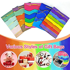 MUMULULU 5 Pack Paper Gift Bags with Handle and Tissue Paper Birthday Gift Bags Rainbow Gift Bags for Birthday Party Baby Shower Wedding Holiday Presents