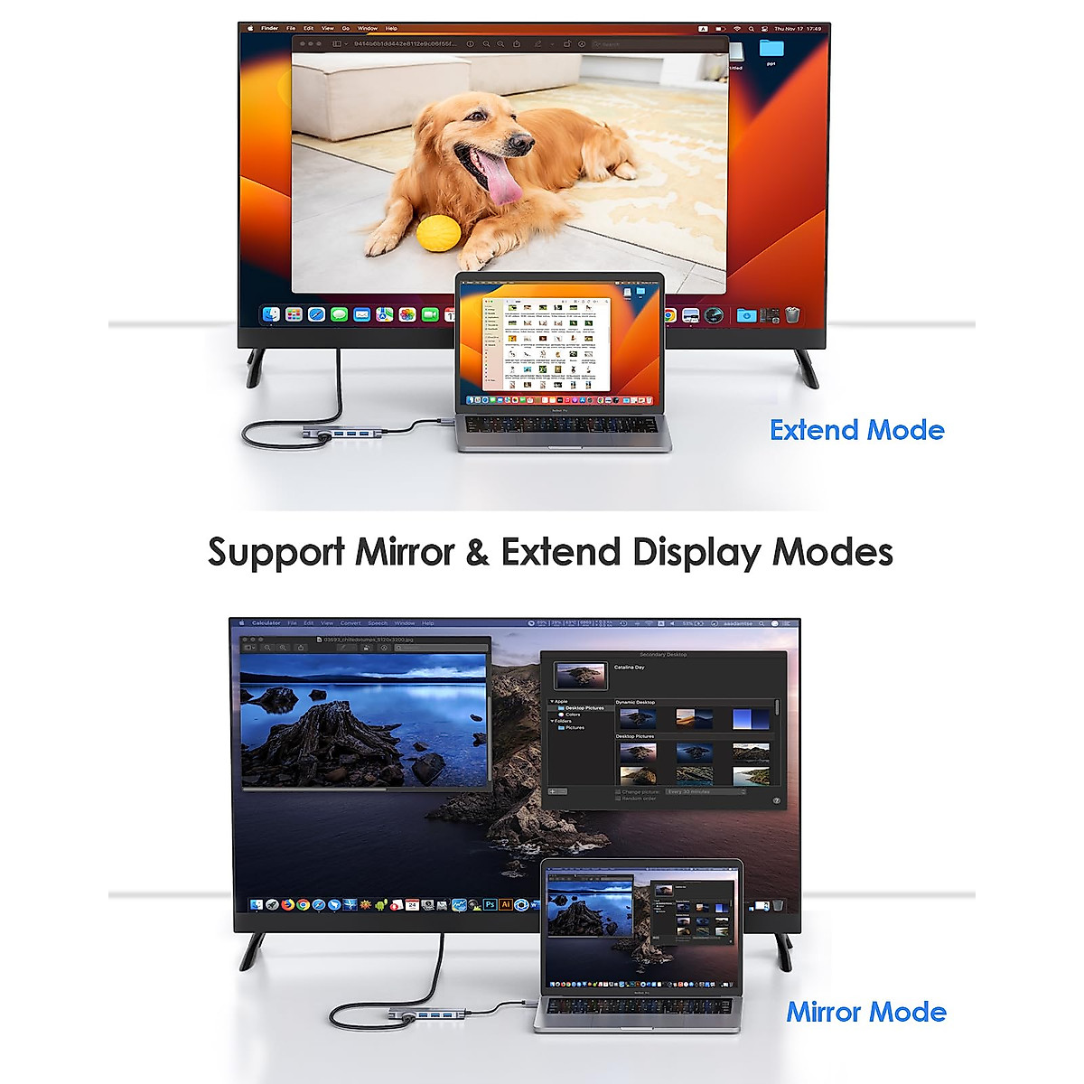 LENTION USB C Hub with 4K HDMI, 3 USB 3.0, SD/Micro SD 3.0 Card Reader, Compatible 2023-2016 MacBook Pro, New Mac Air/Surface, Chromebook, iPhone15 or More, Stable Driver Adapter (C34, Space Gray)