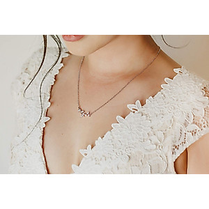 SWEETV Crystal Wedding Bridal Necklace for Brides, Cubic Zirconia Dainty Vine Pendant Necklace for Women, Bridesmaid Gift