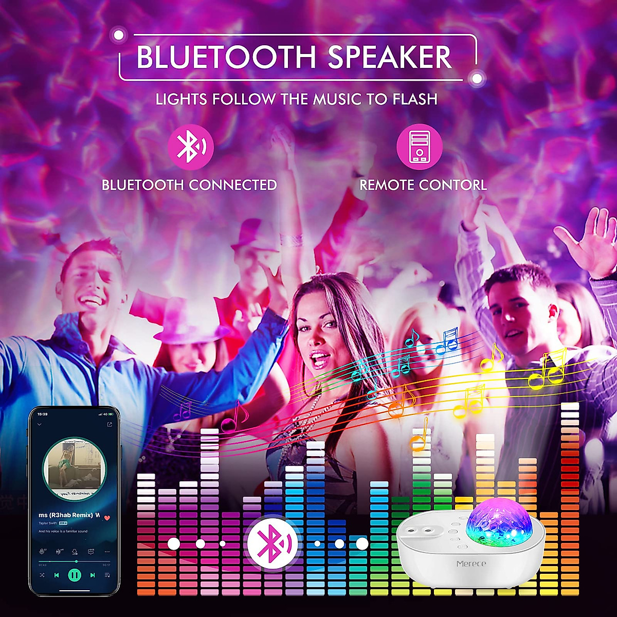 Star Projector, 3 in 1 Galaxy Night Light Projector with Remote Control, Bluetooth Music Speaker & 5 White Noises for Bedroom/Party/Home Decor, Timing Sky Starry Projector for Kids & Adults