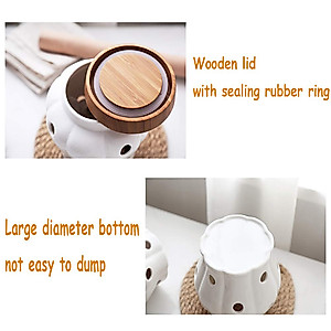 White Garlic Container, Potato Onion Kitchen storage Jar, 12 Vented Bamboo Wood Lid, Garlic Crisper, Food Storage Container (White)