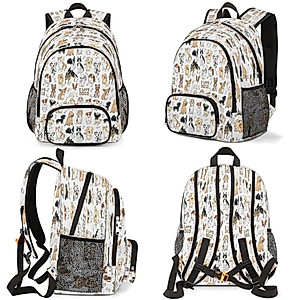 Pardick Cute Doodle Dog School Backpacks for Girls Boys Teens Students Animal Dog Print Stylish College Schoolbag Book Bag - Water Resistant Travel Backpacks for Women Men