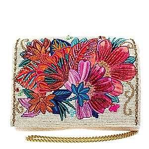 Mary Frances Centerpiece, White Floral Crossbody Clutch Handbag
