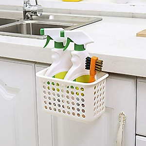 Desktop Hanging Bathroom Hollowed Out Multifunction Practical Laundry Storage Basket (White)