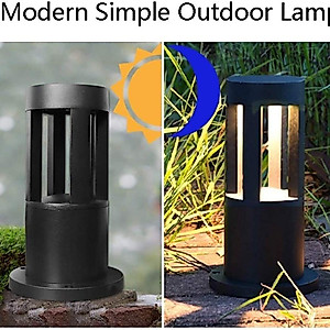SPNEC Column Head Lamp, Lawn Lamp Outdoor Waterproof Garden Lamp Home Outdoor, Black, Aluminum