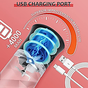 Portable Blender, Personal Size Mini Blender for Shakes and Smoothies, Personal Blender with Rechargeable USB, 20 Oz Mini Juicer Cup for Sports, Travel and Outdoors