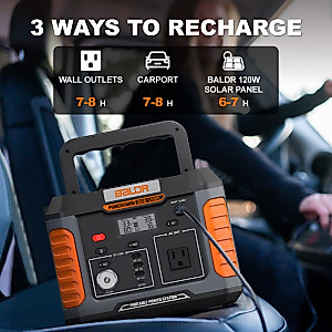 BALDR Portable Power Station 500W, 400Wh Outdoor Solar Generator Mobile Lithium Battery Pack with 120V AC Outlet (Solar Panel Optional) for Road Trip Camping, Outdoor Adventure