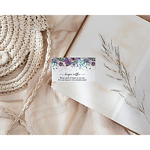 Mermaid Diaper Raffle Tickets, Girls Baby Shower Games for Prizes, Baby Shower Diaper Raffle Invitation Insert Cards, 25 Pack