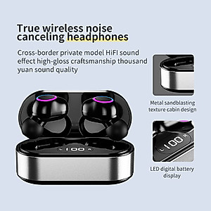 2022 TWS Wireless Bluetooth 5.2 Earhone, Touch Control Stereo Headset with Mic and LED Display, Waterproof Noise-Reduction Earbuds for Sport/Work