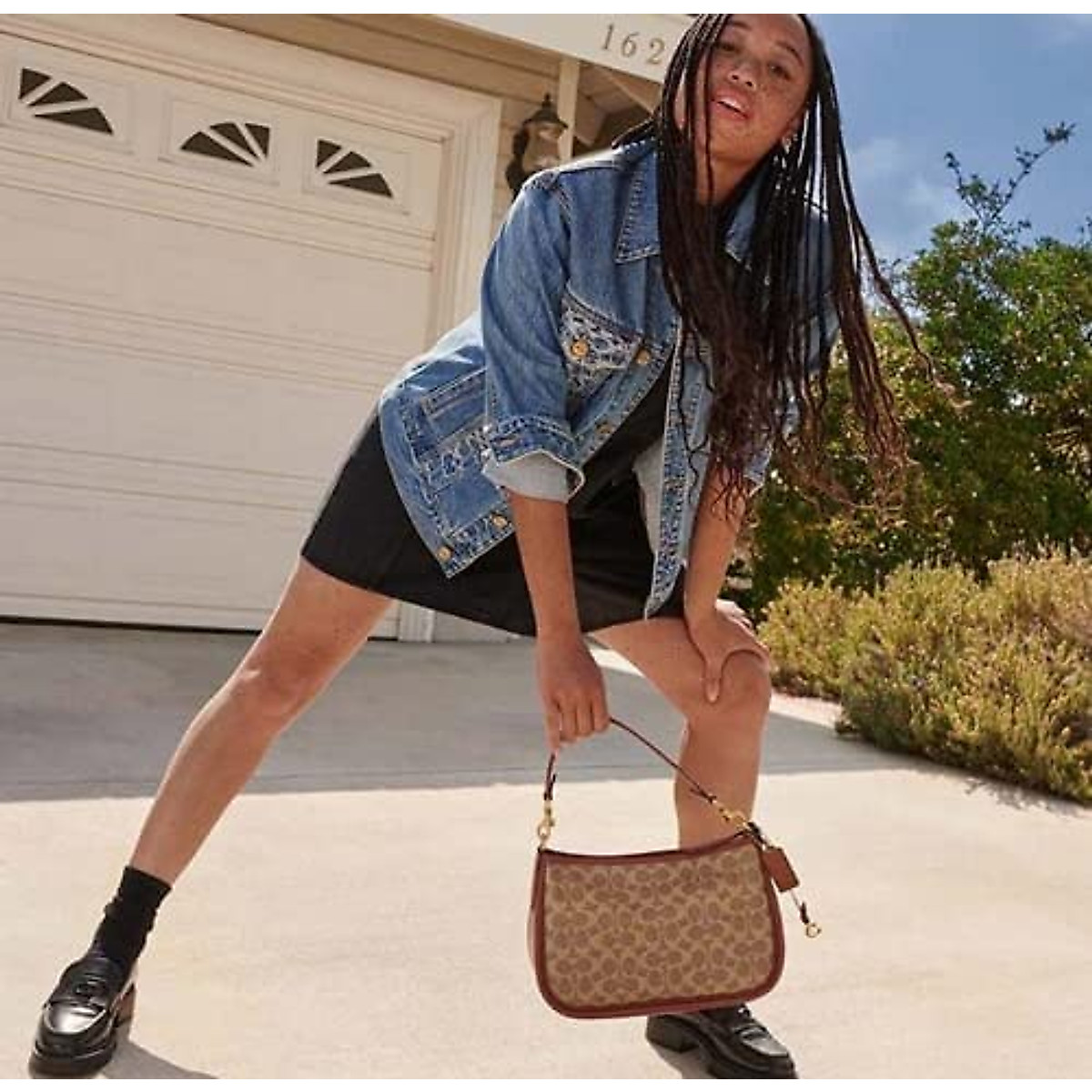 COACH Coated Canvas Signature Cary Crossbody, Tan Rust