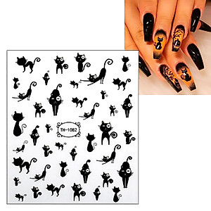 JMEOWIO 9 Sheets Halloween Glow in The Dark Nail Art Stickers Decals Self-Adhesive Pegatinas Uñas Skull Horror Nail Supplies Nail Art Design Decoration Accessories