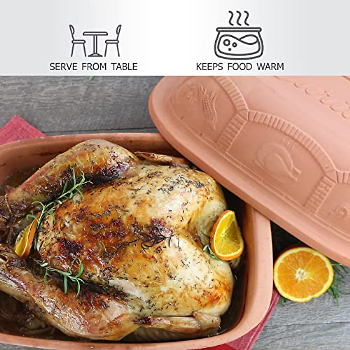 Eurita Clay Roaster, Non-Stick Dutch Oven, Healthy Clay Pot Cooking, With Free Recipe Guide, 6.25 Quarts