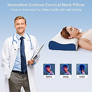 Memory Foam Pillows for Sleeping - Cervical Pillow for Neck and Shoulder Pain Relief, Side Sleeper Pillow Ergonomic Contour Orthopedic Neck Support Pillows for Side Back Stomach Sleepers, Mom Dad Gift