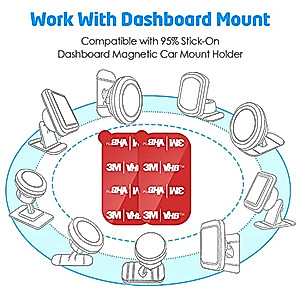 WixGear 3M [6 Pack] Sticky Adhesive Pads Replacement Mounting Tape, Dashboard Sticker Pads for Magnetic Phone Car Mount, Double Sided 3M Adhesive Pads, 6 3M with 2 Dry Wipes for Magnetic Car Mounts