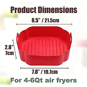 Air Fryer Liners, Air Fryer Silicone Liners Reusable, Air Fryer Accessories - Airfryer Liners Square 8.5 inch for 4 to 6 QT Air Fryer Liners Silicone, Air Fryer Liner Replace Parchment Paper