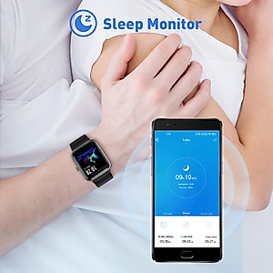 HAFURY Smart Watch Activity Fitness Tracker Watch, Compatible with Android and iOS Phone, Bluetooth Smartwatch with Heart Rate Monitor IP68 Waterproof, Step Sleep Tracker, for Men Women Kids, Black