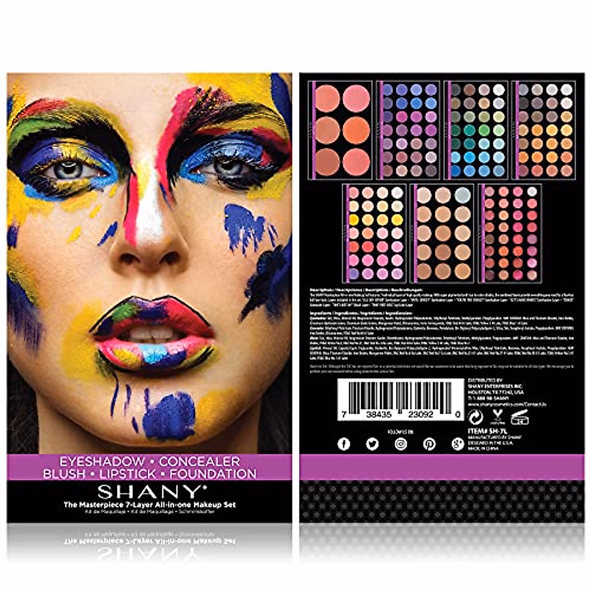 SHANY The Masterpiece 7 Layers All In One Makeup Set with Foundation Palette, Blush Palette, Lip-gloss Lipstick Palette, Eyeshadow Palette - "Original"