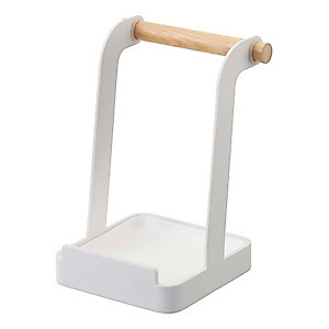 Yamazaki Home Ladle & Lid Rest - Kitchen Utensil Organizer Stand For Cooking, Steel + Wood, Water Resistant, No Assembly Req.
