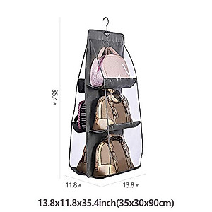 DIOMMELL Purses Hanger Hanging Handbag Organizer Bags Storage Holder for Closet with 6 Larger Pockets