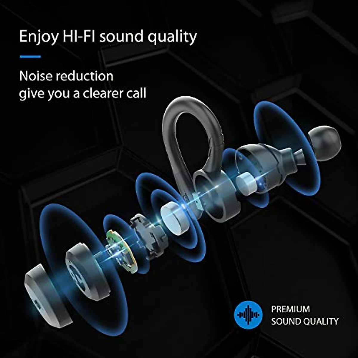 APEKX Bluetooth Headphones True Wireless Earbuds with Charging Case IPX7 Waterproof Stereo Sound Earphones Built-in Mic in-Ear Headsets Deep Bass for Sport Running Black