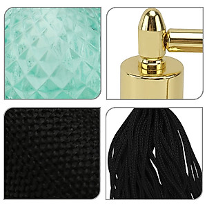 HEALLILY Crystal Vintage Perfume Bottle 100ml Refillable Perfume Spray Bottle with Long Tassel Air Bag Clear Empty Glass Container for Women Girls Green