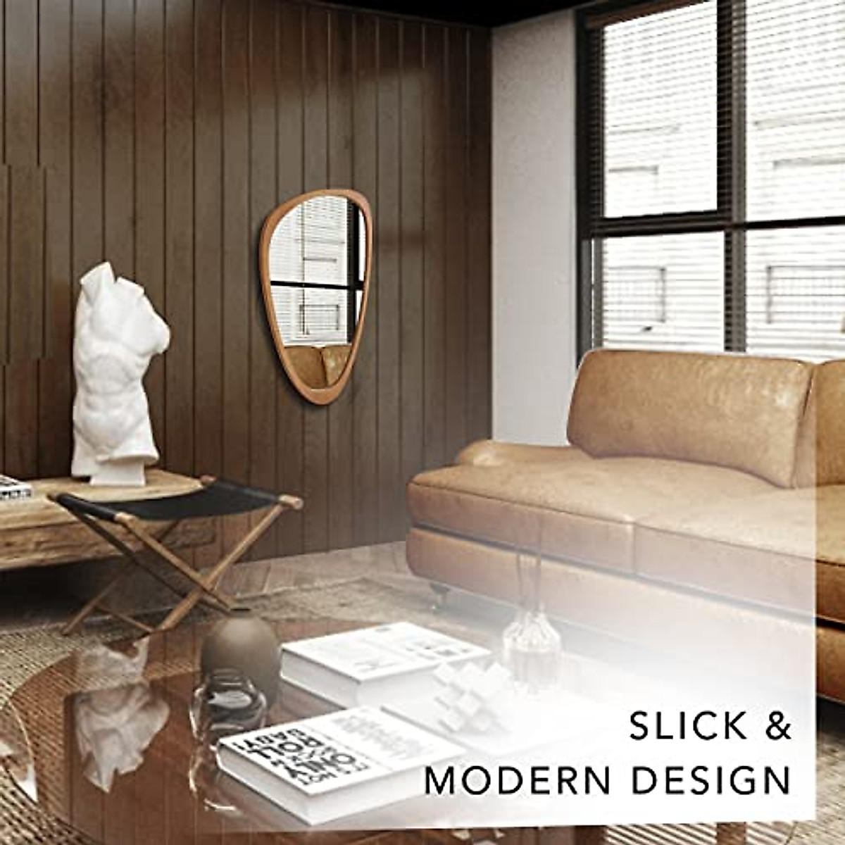 WallBeyond 30.5" H x 19.5" W Asymmetrical Decor Irregular Accent Wall Mirror for Entryway, Hallway, etc || Shape: Abstract & Unique Cobblestone, Vertical - 342104