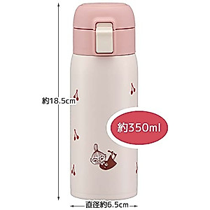 Skater STOT3 Stainless Steel Mug Bottle, Hot and Cold Retention, One-Touch 11.8 fl oz (350 ml), Moomin, Little My, Diameter 2.6 x Height 7.2 inches (65 x 182 mm)